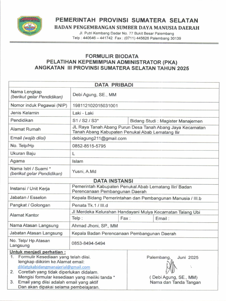 Biodata Debi Agung | PDF
