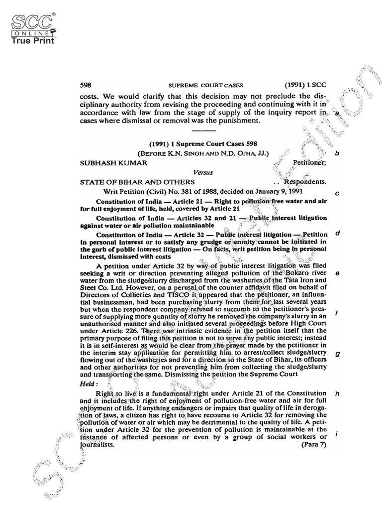 TP 1991 1 SCC 598 605 Bineetsingh Hpnluacin 20241120 114749 1 8 | PDF ...