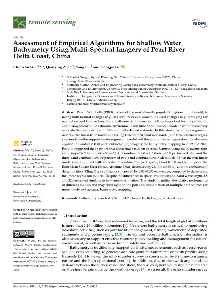 Assessment of Empirical Algorithms For Shallow Water | PDF | Earth Sciences