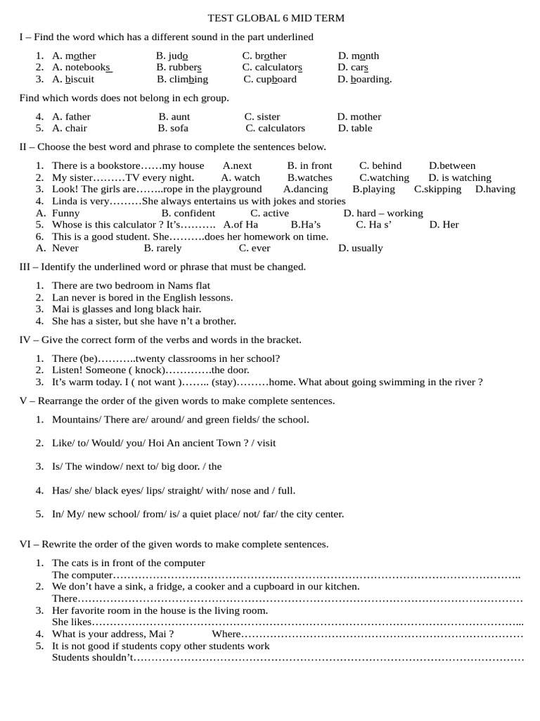 Global 6 Midterm Exam Review | PDF