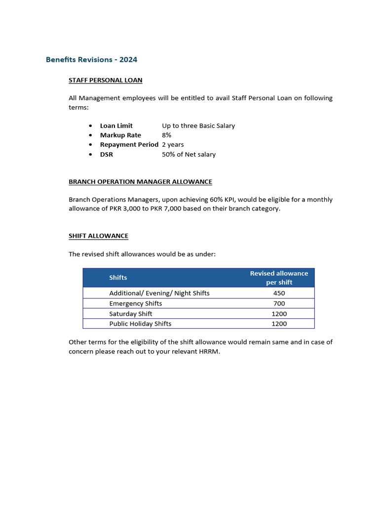 Benefits Revisions 2024 | PDF