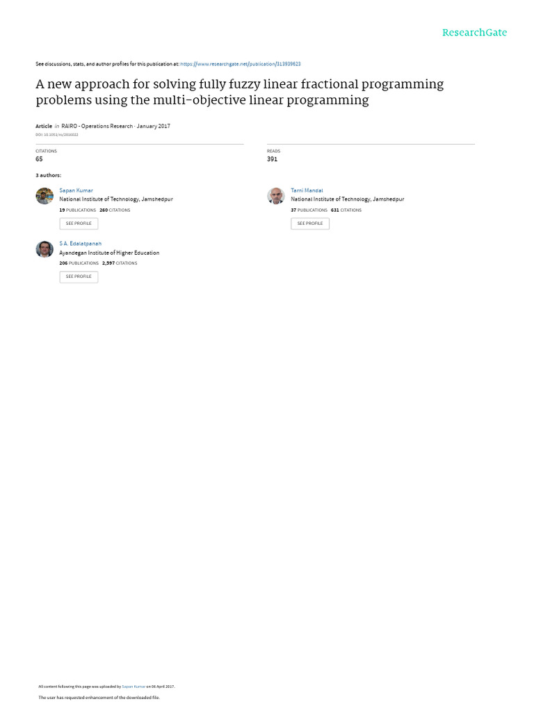 A New Approach For Solving Fully Fuzzy Linear Fractional Programming Problems Using The Multi ...