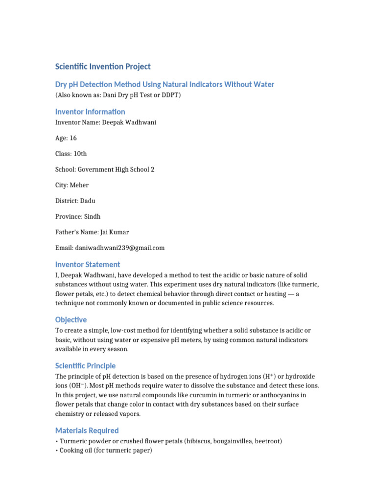 Dani Complete Dry PH Project Official | PDF | Ph | Water