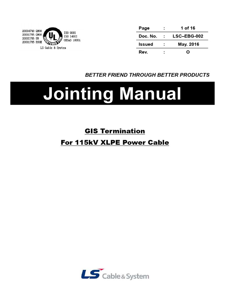 Jointing Manual (115kv Gis Termination) | PDF | Insulator (Electricity ...