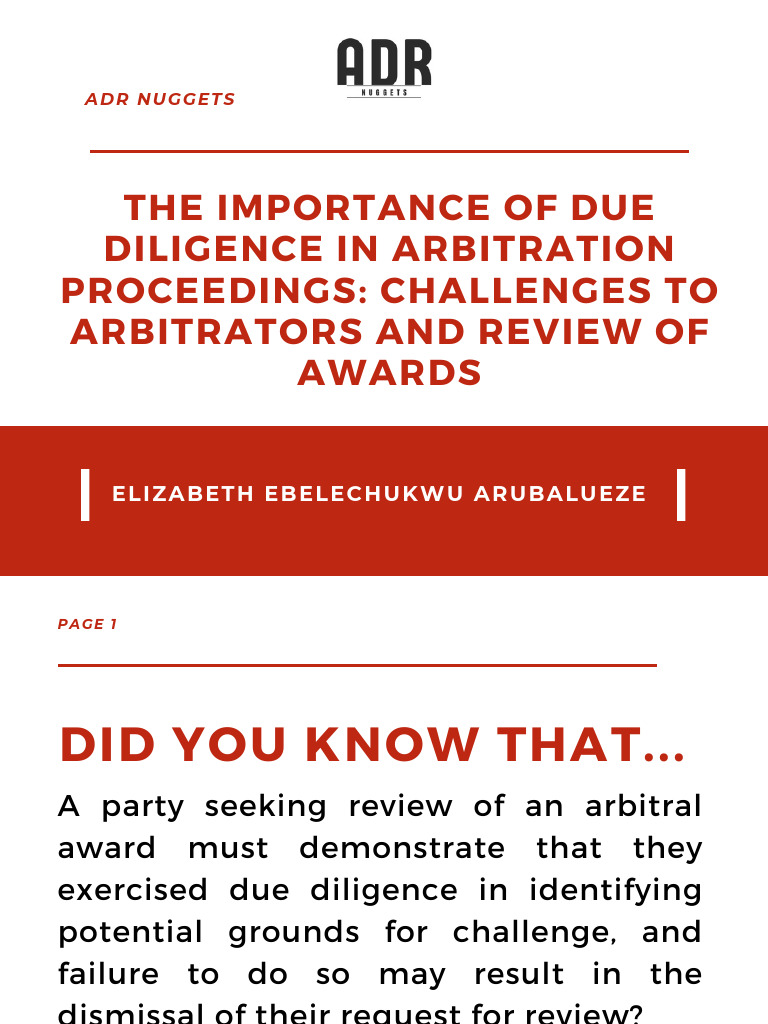 Due Diligence in Arbitration Reviews | PDF | Arbitration | Alternative ...