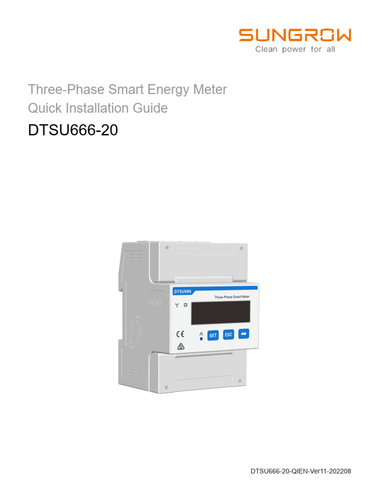 Ghid Rapid de Instalare Smart Meter Trifazat Sungrow DTSU666-20 | PDF ...