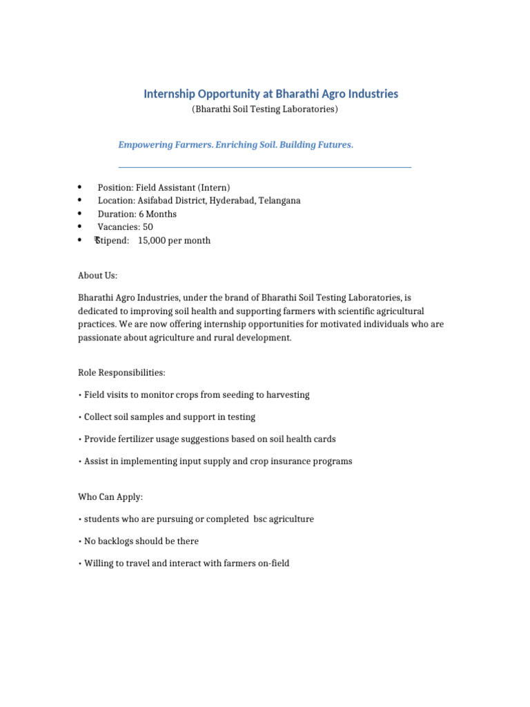 Bharathi Internship Advertisement-1 | PDF