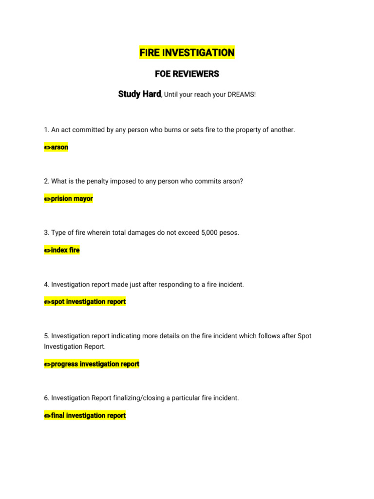 Qwe Fire Investigation Pdf