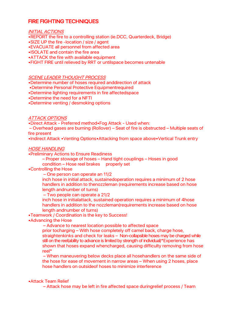 Essential Fire Fighting Techniques Guide | PDF