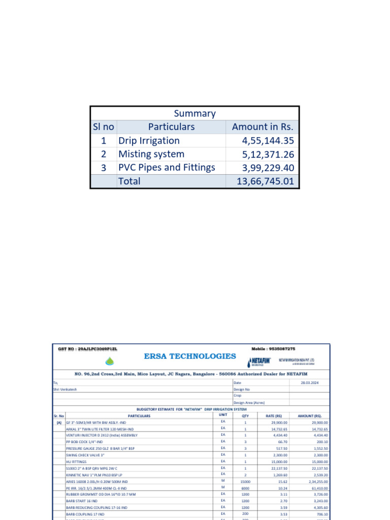 Drip Irrigation and Misting System Proposal - (28.03.2024) | PDF ...