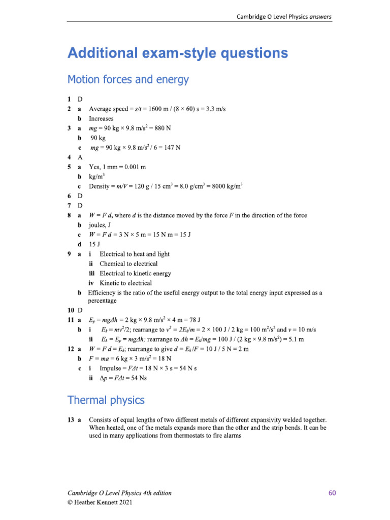 Additional Exam Style Questions | PDF