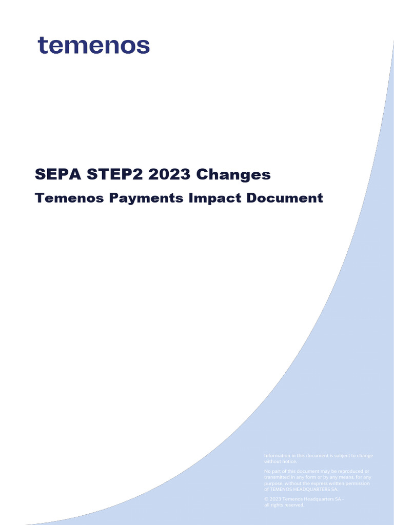 SEPA - STEP2 - 2023 - Changes - Temenos - Payments Impact - Document | PDF