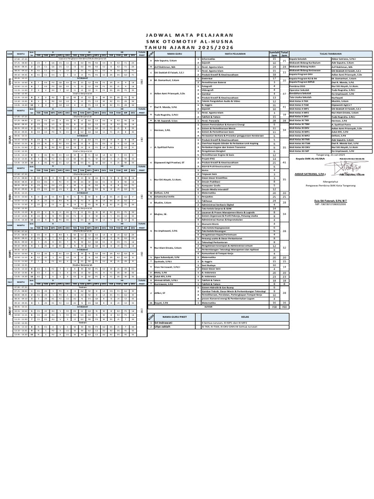 Form Jadwal 2025-2026 | PDF