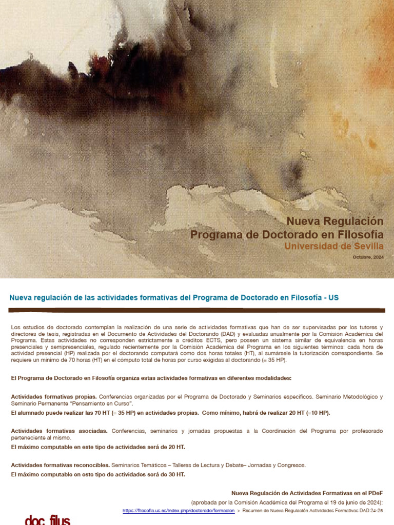 Nueva Regulación del Doctorado en Filosofía | PDF | Doctorado