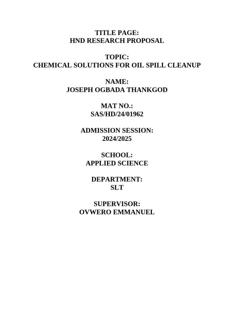 Chemical Solutions For Oil Spill Cleanup | PDF | Oil Spill | Petroleum