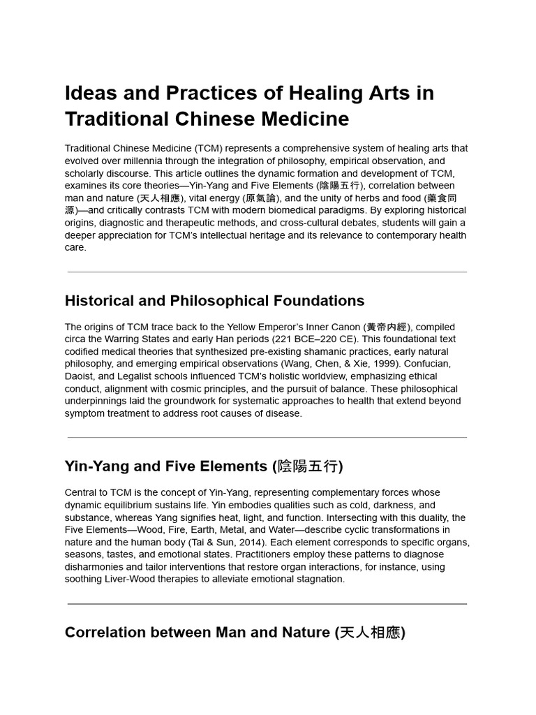 CCCH9029 Ideas and Practices of Healing Arts in Traditional Chinese Medicine | PDF | Traditional ...