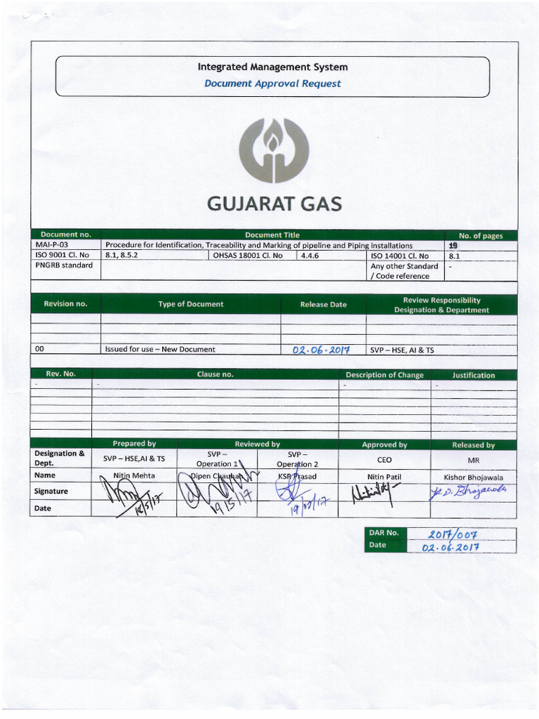MAI-P-03 Procedure For Identification, Traceability and Marking of Pipeline and Piping ...