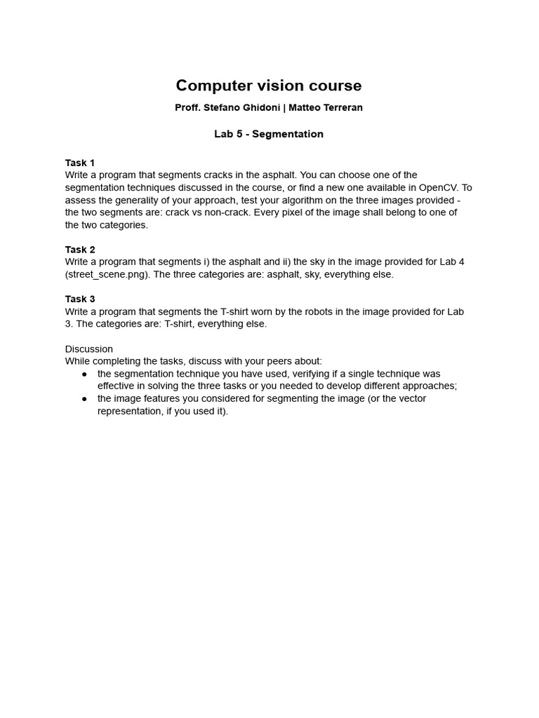 Lab 5 - Segmentation | PDF