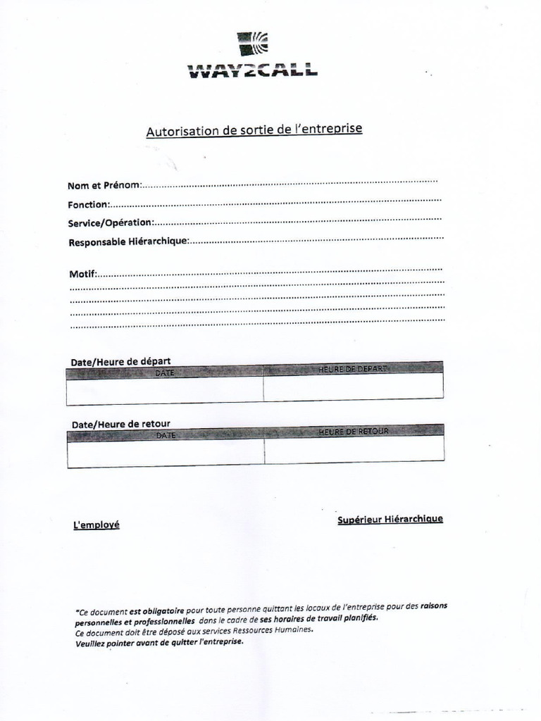 Autorisation de Sortie | PDF