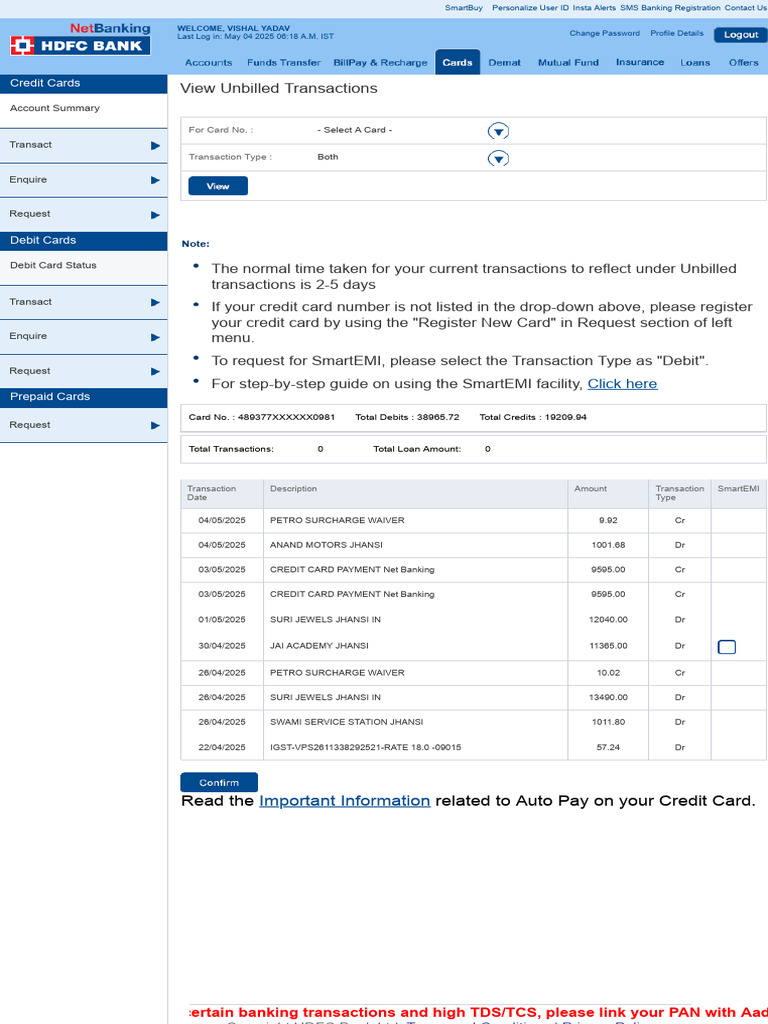 Welcome To HDFC Bank NetBanking | PDF | Credit Card | Debit Card