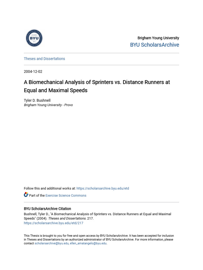 A Biomechanical Analysis of Sprinters vs. Distance Runners at Equ | PDF ...