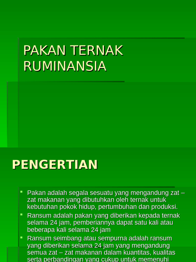 Pakan Ternak Ruminansia 5 | PDF