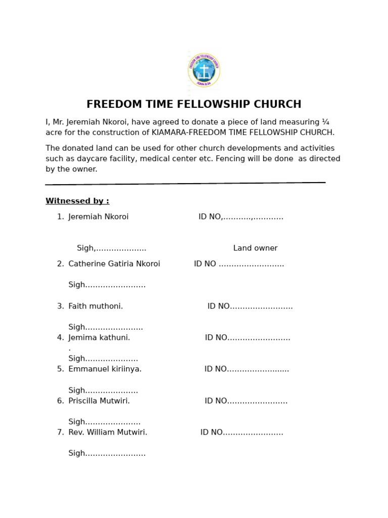 Kiamara Land Agreement Form | PDF