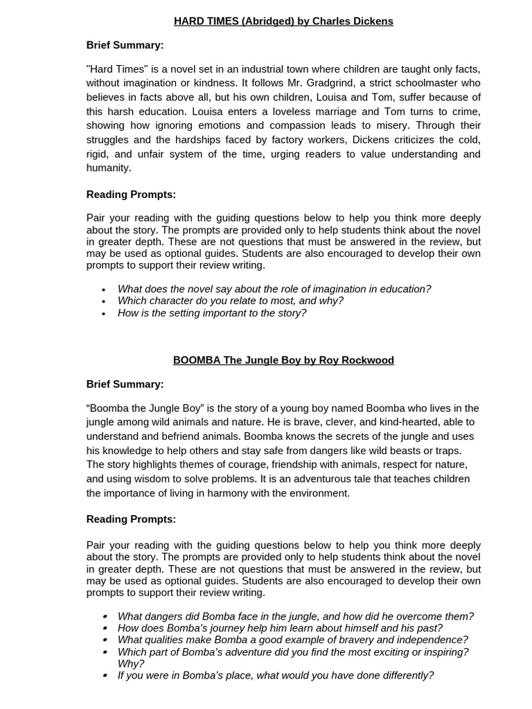 Reading Prompts For English Books | PDF | The Chronicles Of Narnia | Aslan