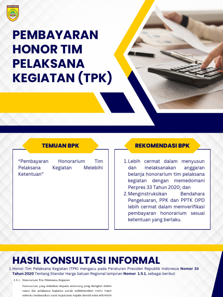 Aturan Pembayaran Honor TPK Desa | PDF
