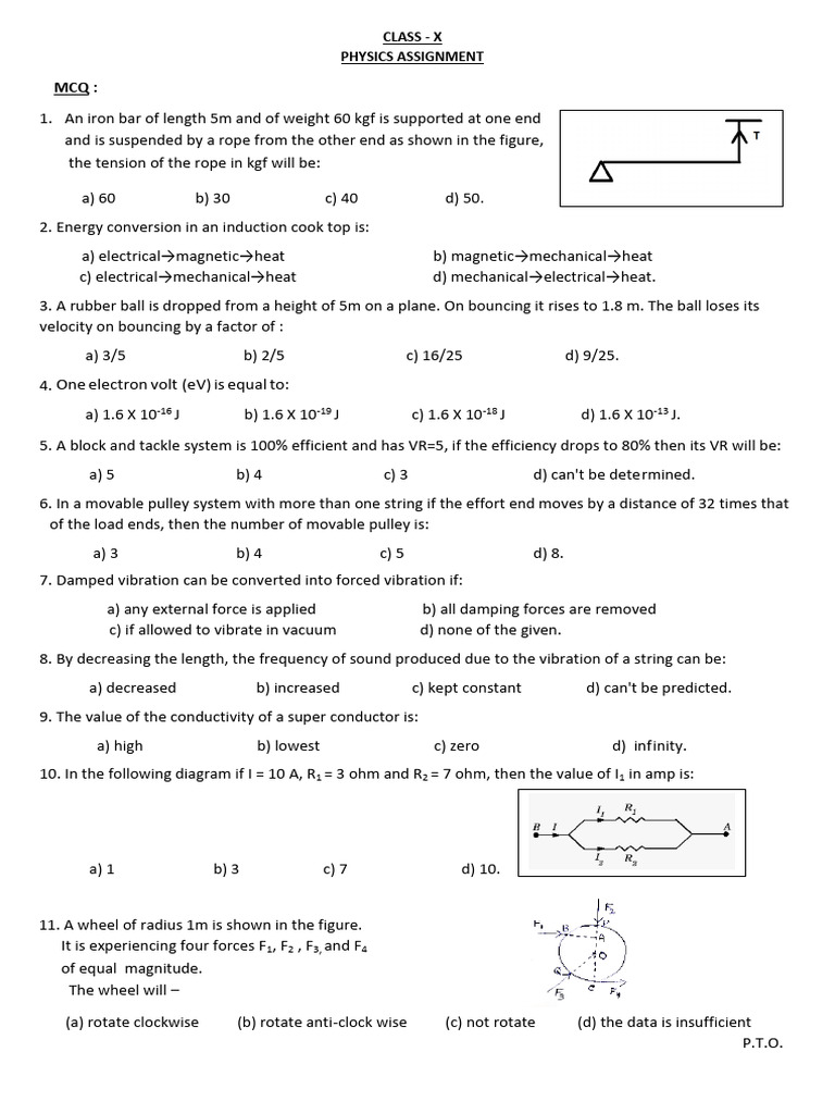 X - Physics Assignment 1 Select 2026 | PDF | Force | Electric Current