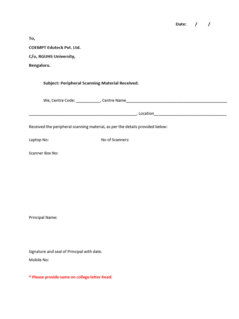 Peripheral Scanning Material Acknowledgment | PDF