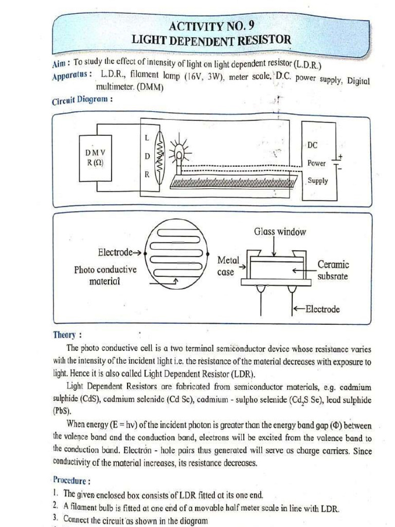 Activity 9light Dependent Resistor | PDF
