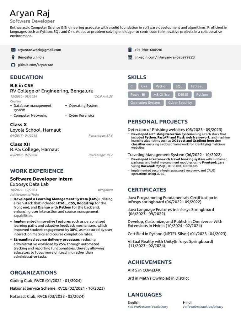 Aryan Resume | PDF | Databases | Python (Programming Language)