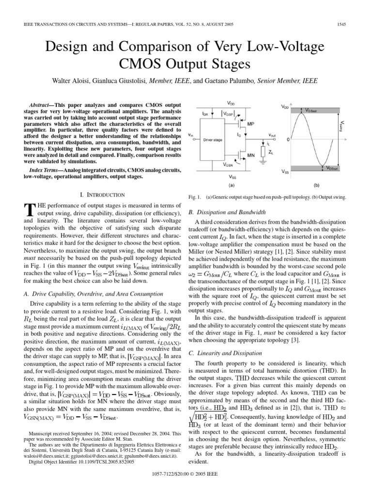 Low-Voltage CMOS Output Stage Design | PDF | Operational Amplifier ...