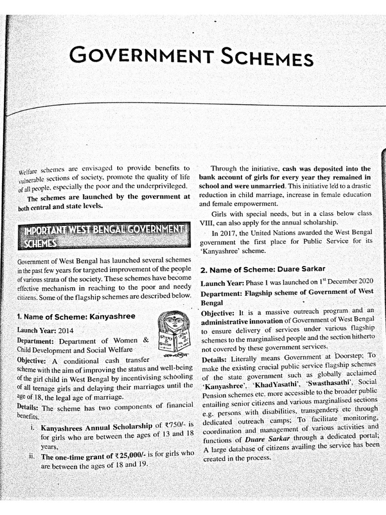 West Bengal Schemes | PDF
