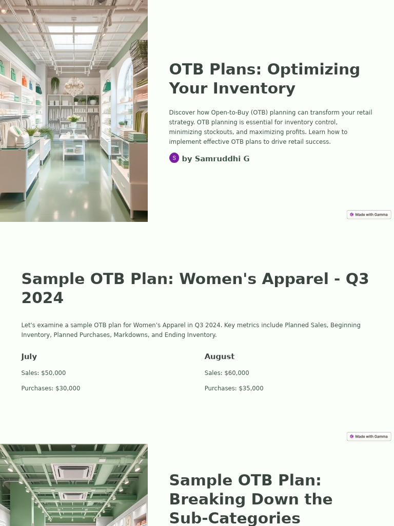 OTB Plans Optimizing Your Inventory | PDF | Inventory | Business