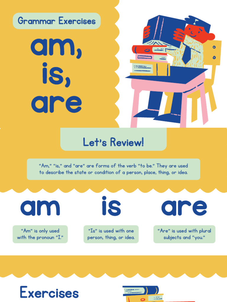 Grammar Exercises Be Verbs Quiz Presentation in Yellow and Blue ...