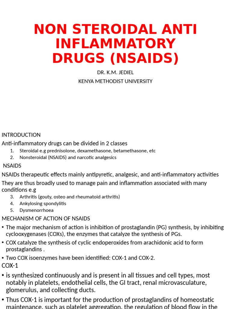 NSAIDs: Mechanisms and Classifications | PDF | Nonsteroidal Anti ...