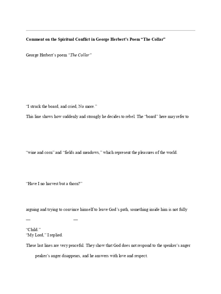 Spiritual Conflict in Herbert's "The Collar" | PDF