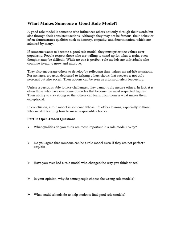 What Makes Someone a Good Role Model | PDF | Behavior | Psychology