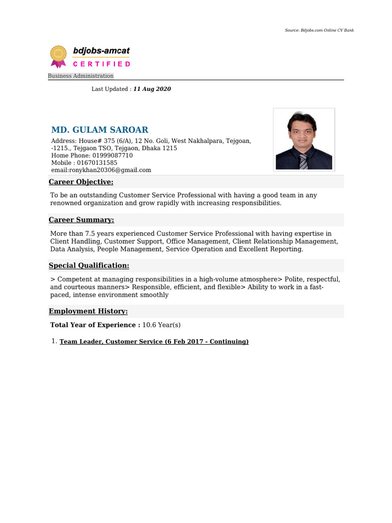Md. - Gulam - Saroar (Front End & Back End) Joined As Deputy Manager-CRM | PDF | Microsoft Excel ...