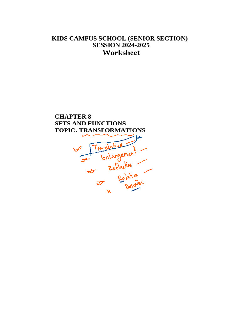 G8 and G9 Extended Math Worksheet - Transformation - 36CP - 2025 | PDF | Shape | Area