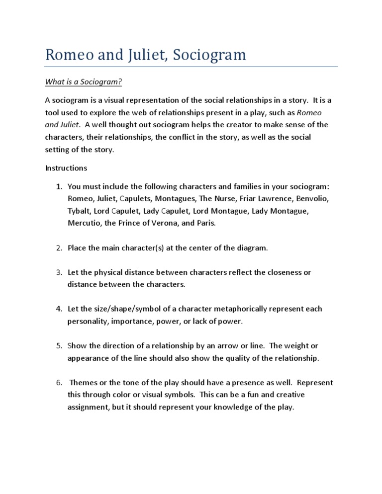 Romeo and Juliet SOCIOGRAM | PDF | Characters In Romeo And Juliet ...