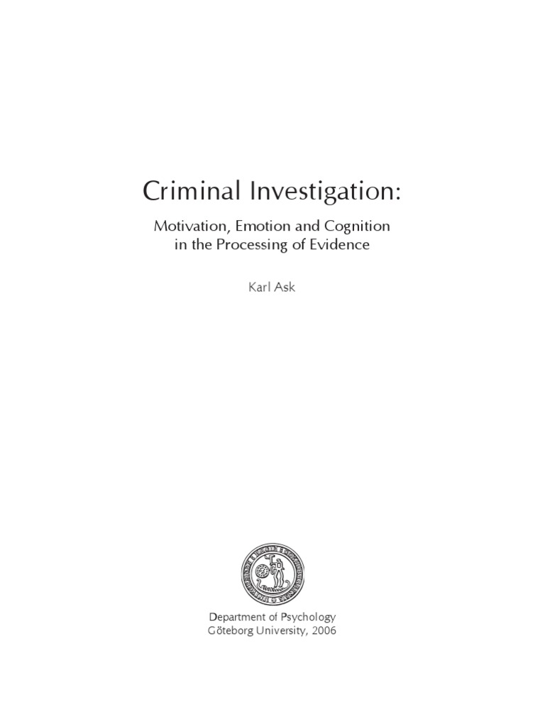 Criminal Investigation | PDF | Crime & Violence | Crime Thriller