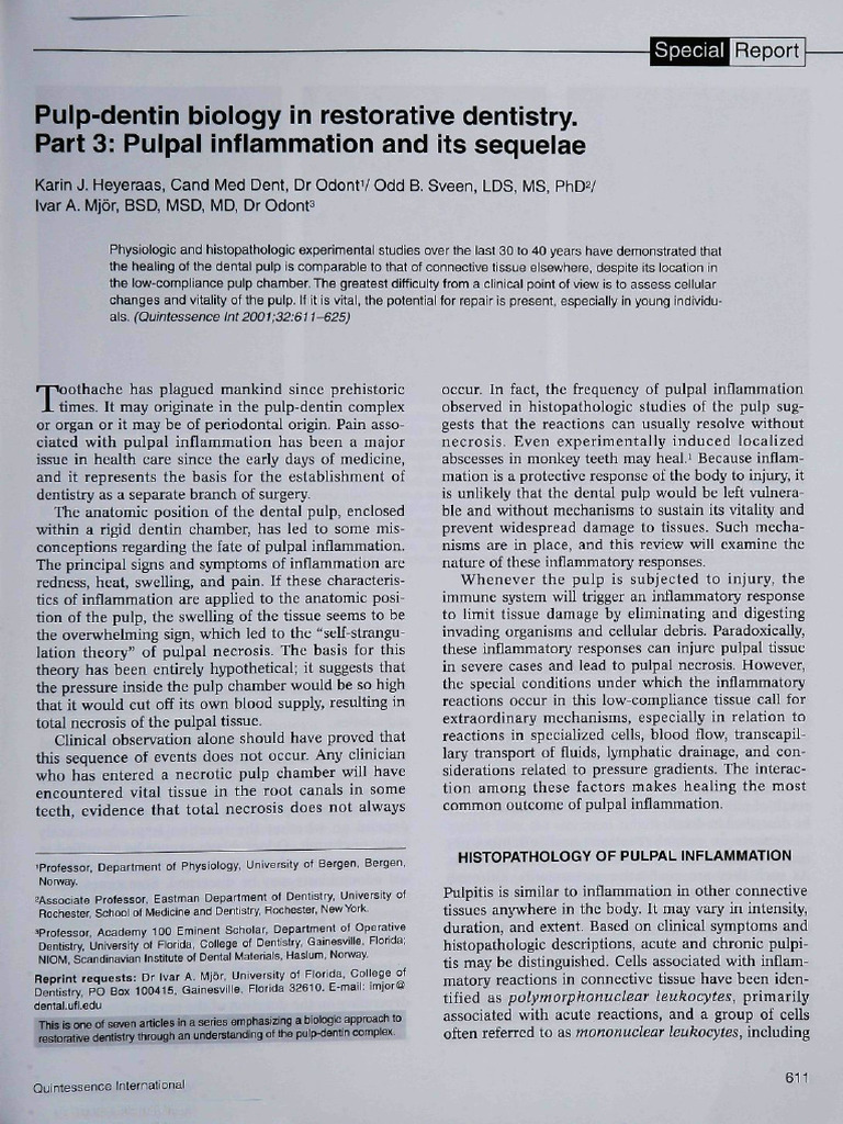 Parte 3 Pulp-Dentin Biology | PDF | Inflammation | Dentin