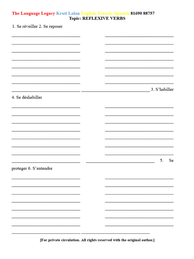 French Reflexive Verb Conjugation Guide | PDF