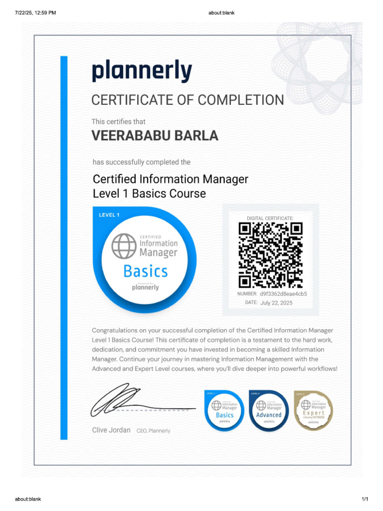 Level 1 Certificate | PDF