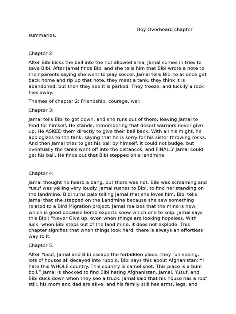 Boy Overboard Chapter Summaries | PDF