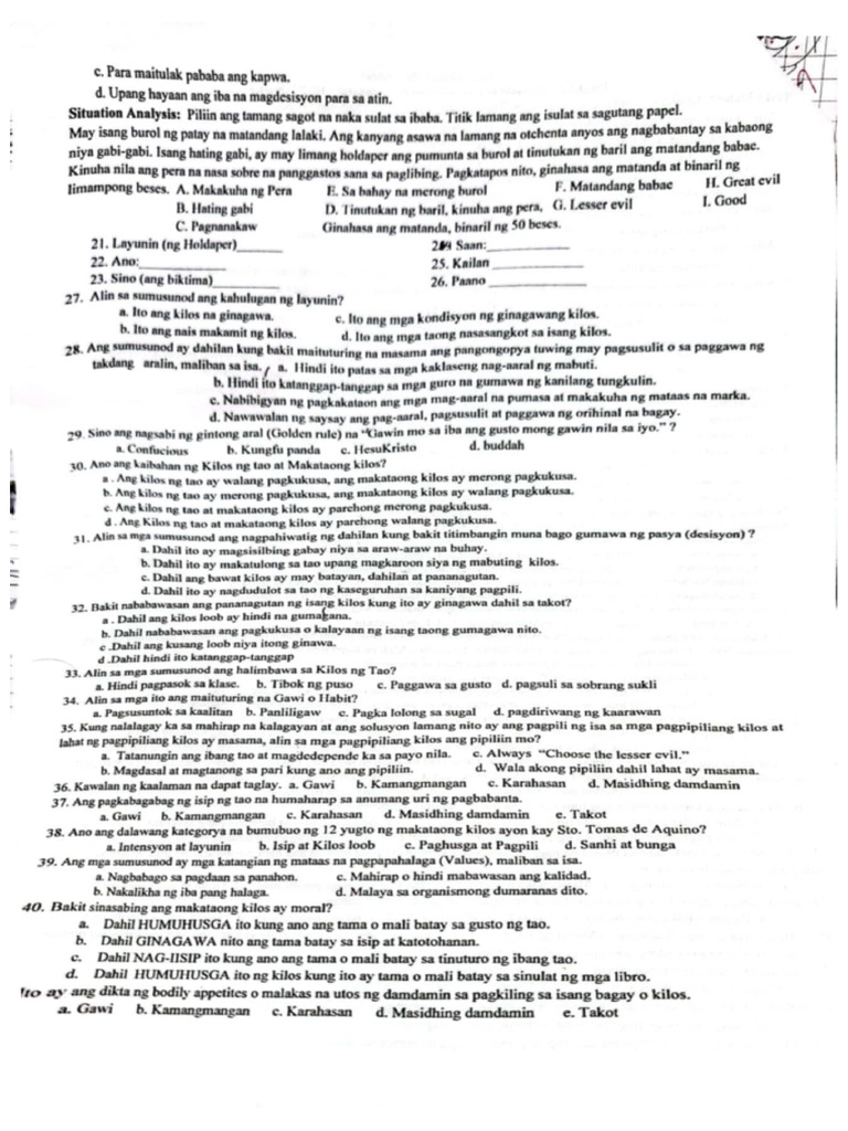 Esp10 q2 Mastery | PDF