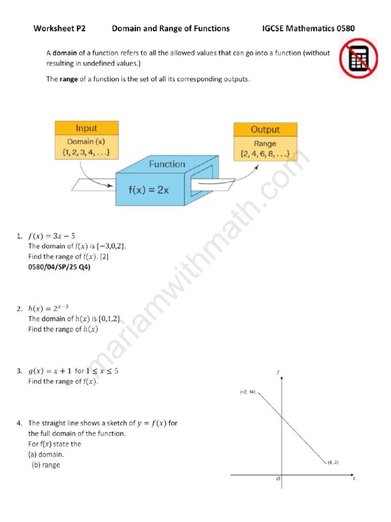 33 (C) Domain and Range of Functions P2 | PDF